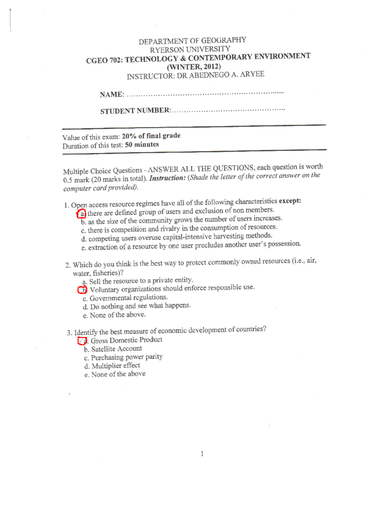 CGEO 702 1 st Term Test - notes for GEO 702 - RTA 101 - Studocu