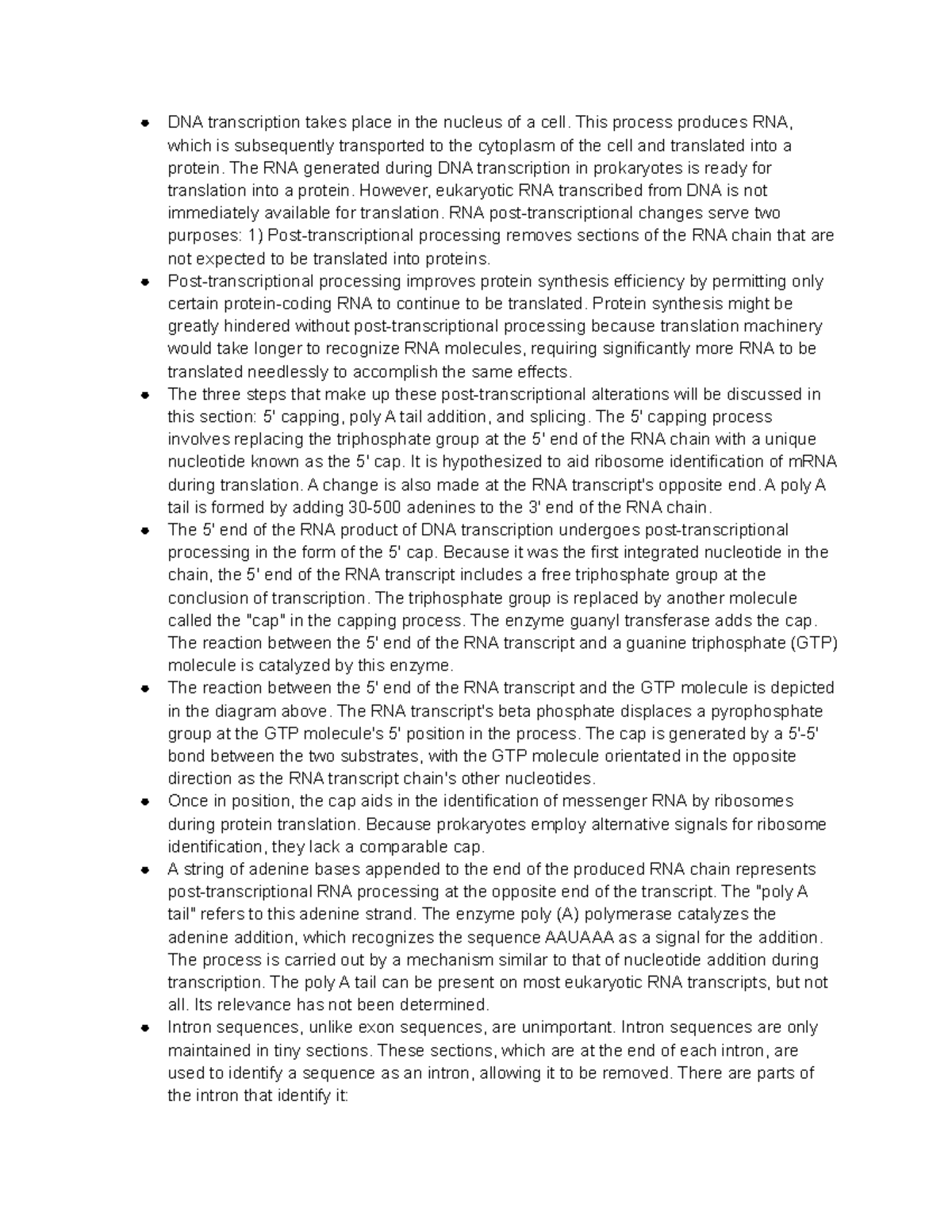 DNA Transcription and RNA Processing - Studocu