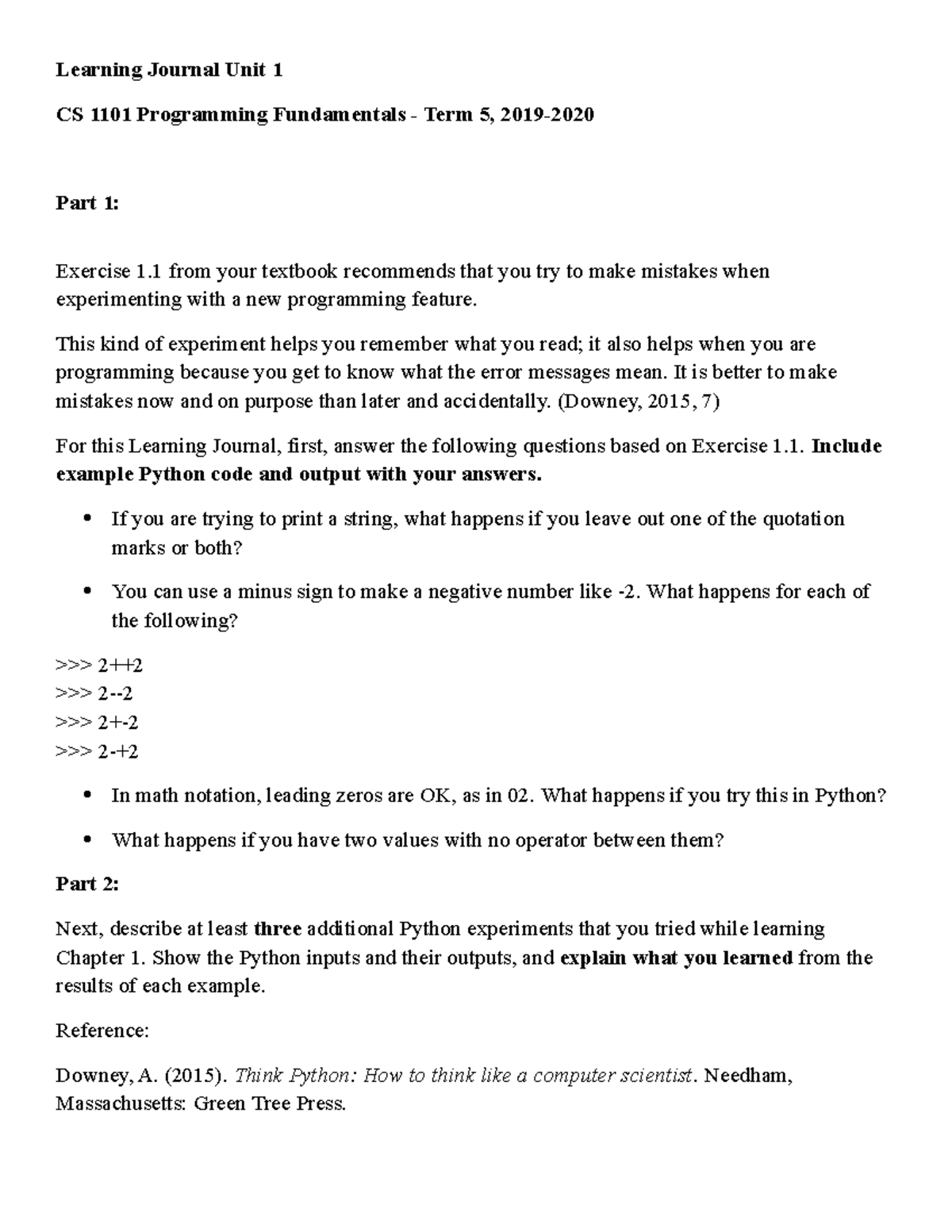 Learning Journal Unit 1 - This kind of experiment helps you remember ...