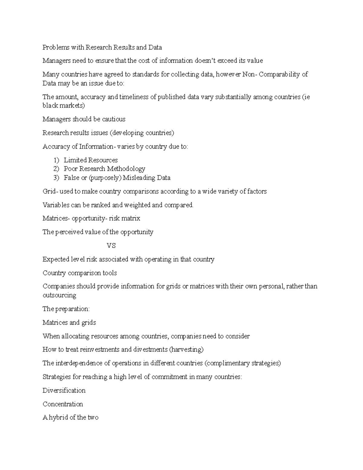 International Business 10 - Problems with Research Results and Data ...
