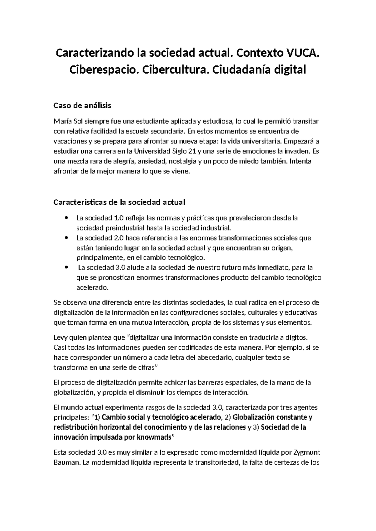 TODO M4 - Apuntes - Caracterizando la sociedad actual. Contexto VUCA ...