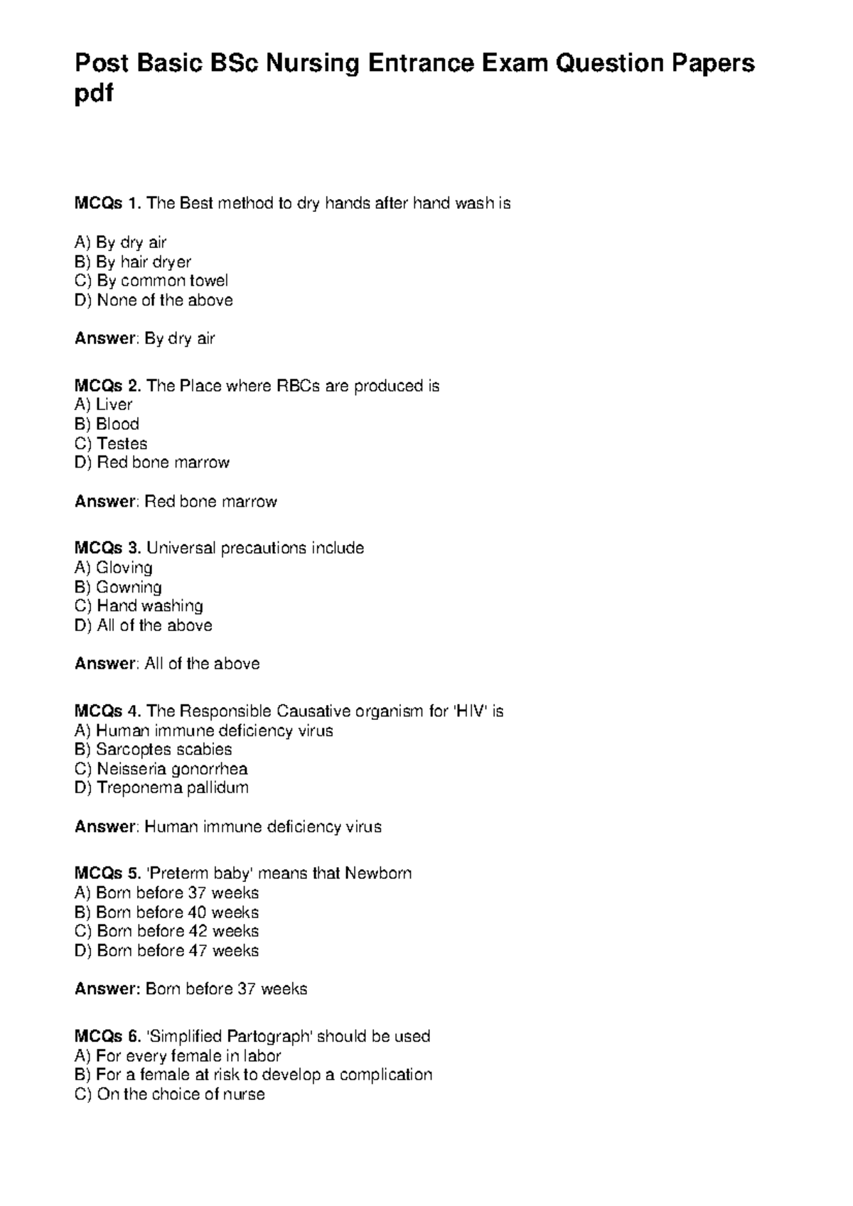 Post Basic BSc Nursing converted Post Basic BSc Nursing Entrance Exam