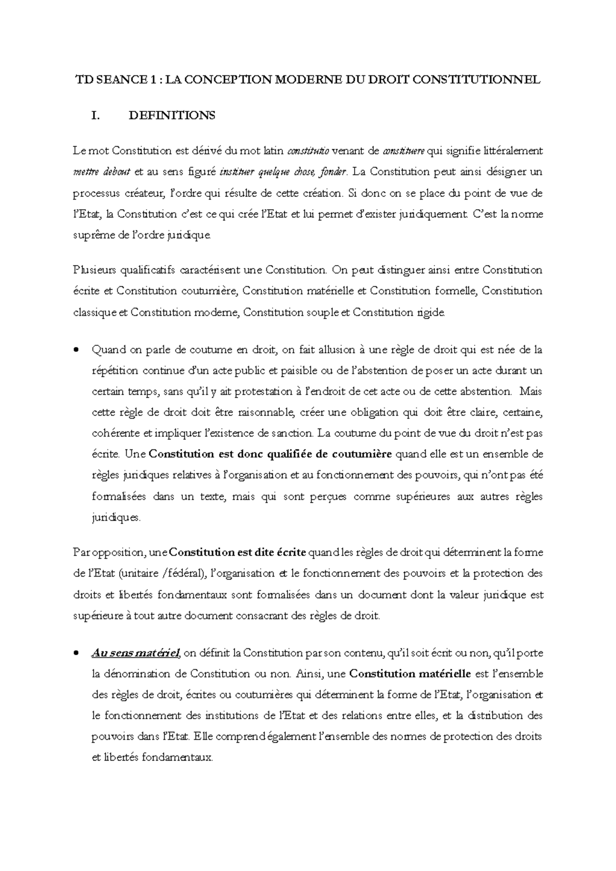 Correction TD 1 - TD SEANCE 1 : LA CONCEPTION MODERNE DU DROIT ...