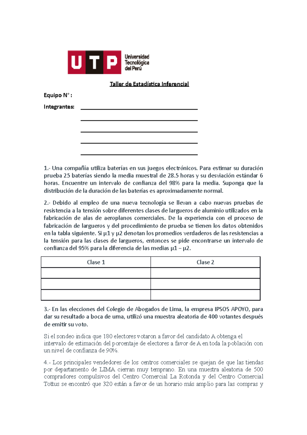 S02.s3 Taller Nª1 Ejercicios de Distribucion Muestral e IC 2022 Marzo - Complex Analysis - Studocu