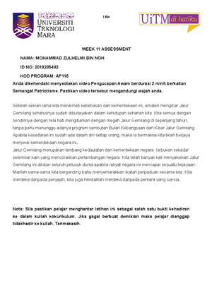 Assignment bgn214 - good ror - UNIVERSITI TEKNOLOGI MARA PERAK, KAMPUS ...