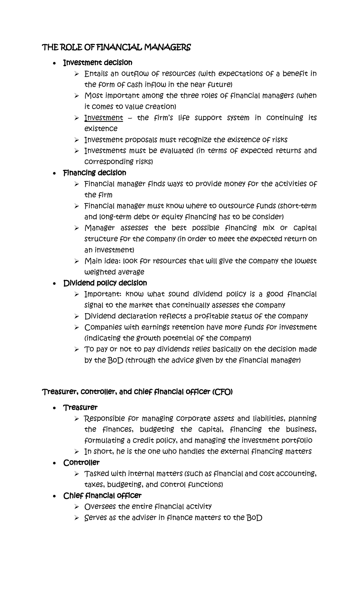 THE ROLE OF Financial Managers - THE ROLE OF FINANCIAL MANAGERS ...