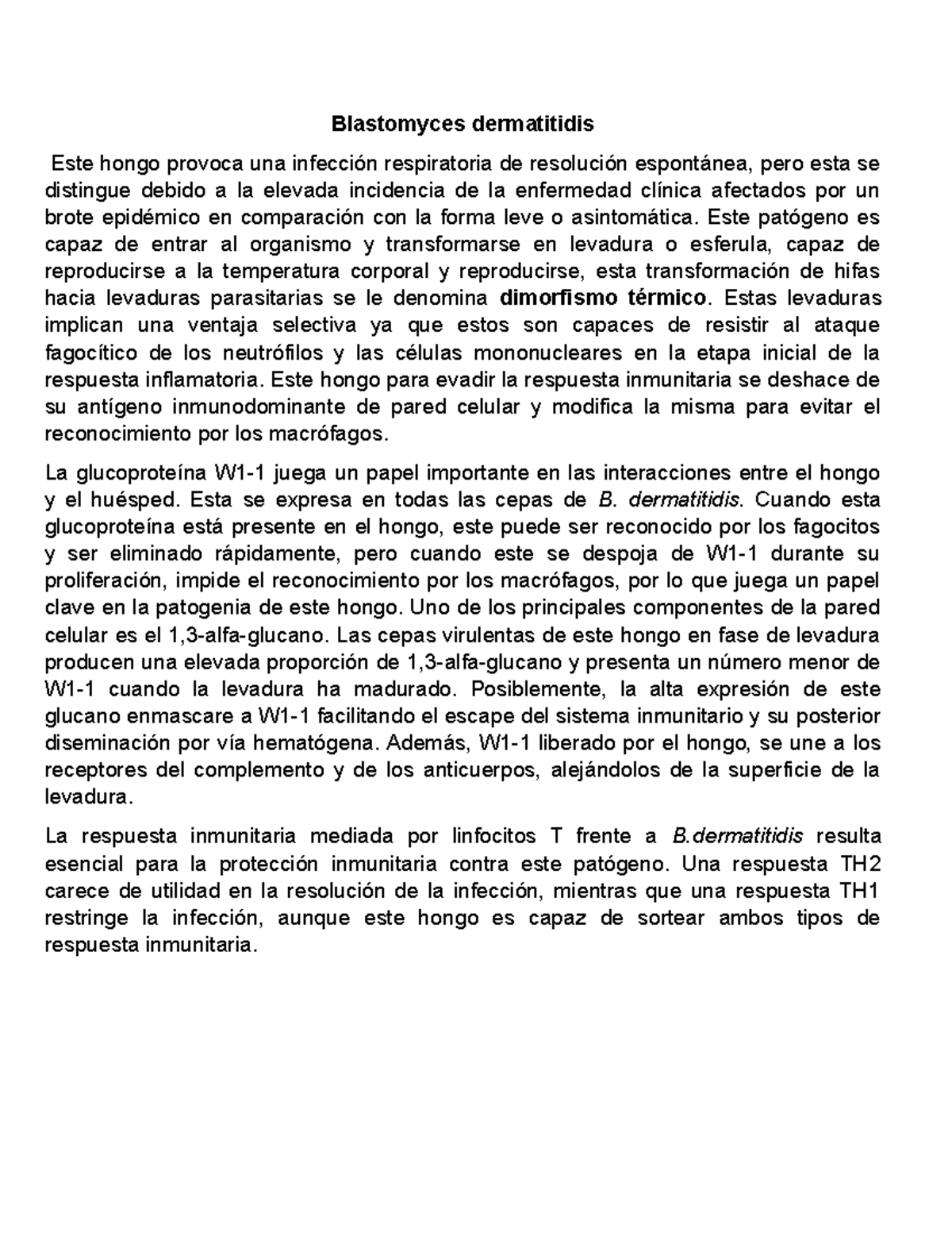 Blastomyces dermatitidis - Este patógeno es capaz de entrar al ...