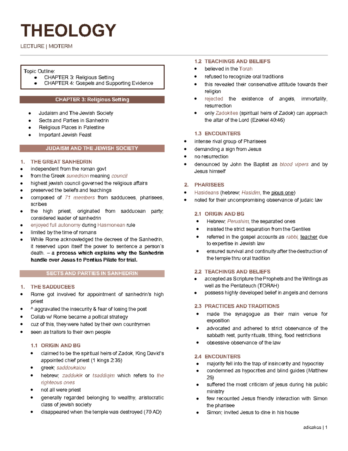 THEO-200- Midterm - THEOLOGY LECTURE | MIDTERM Topic Outline: CHAPTER 3 ...