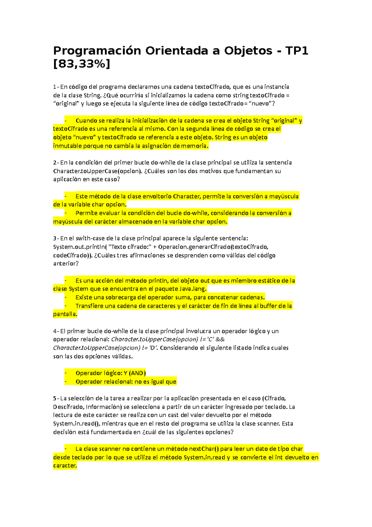 Trabajo Práctico 1- POO - 83,3% - Programación Orientada a Objetos - TP [83,33%] 1- En código ...