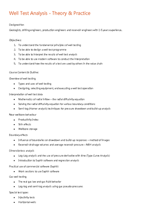 Well testing of oil and gas reservoir - School of Chemical and ...