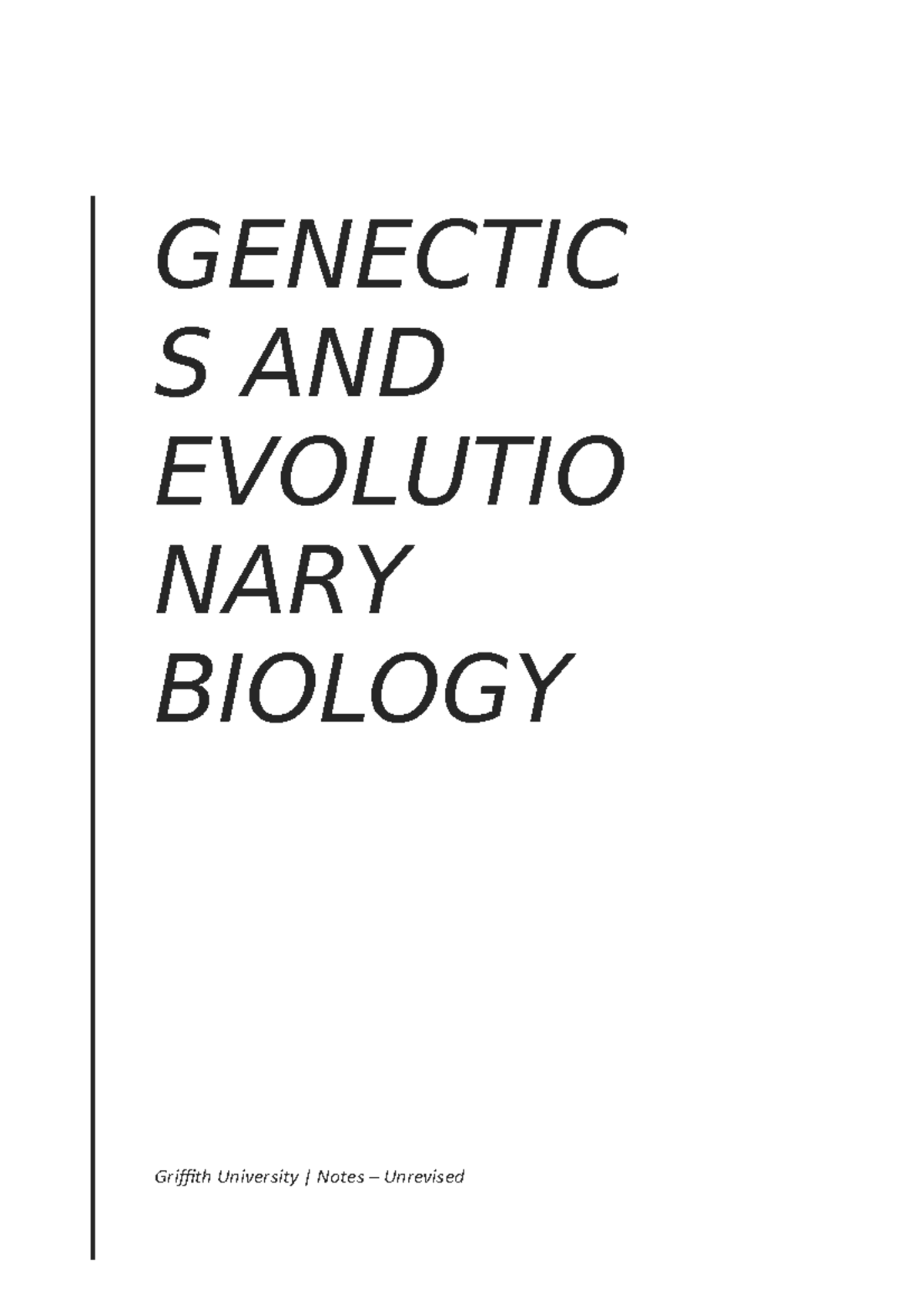 Genetics and Evolutionary Biology Notes - Griffith University | Notes ...