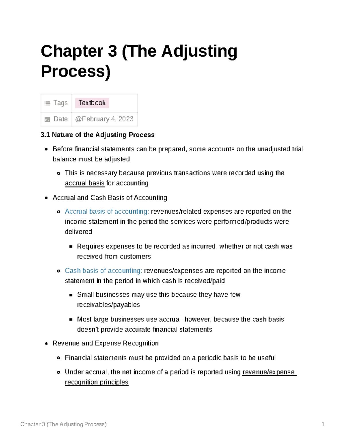 The Adjusting Process - Chapter 3 (The Adjusting Process) Tags Textbook Date 3 Nature of the ...