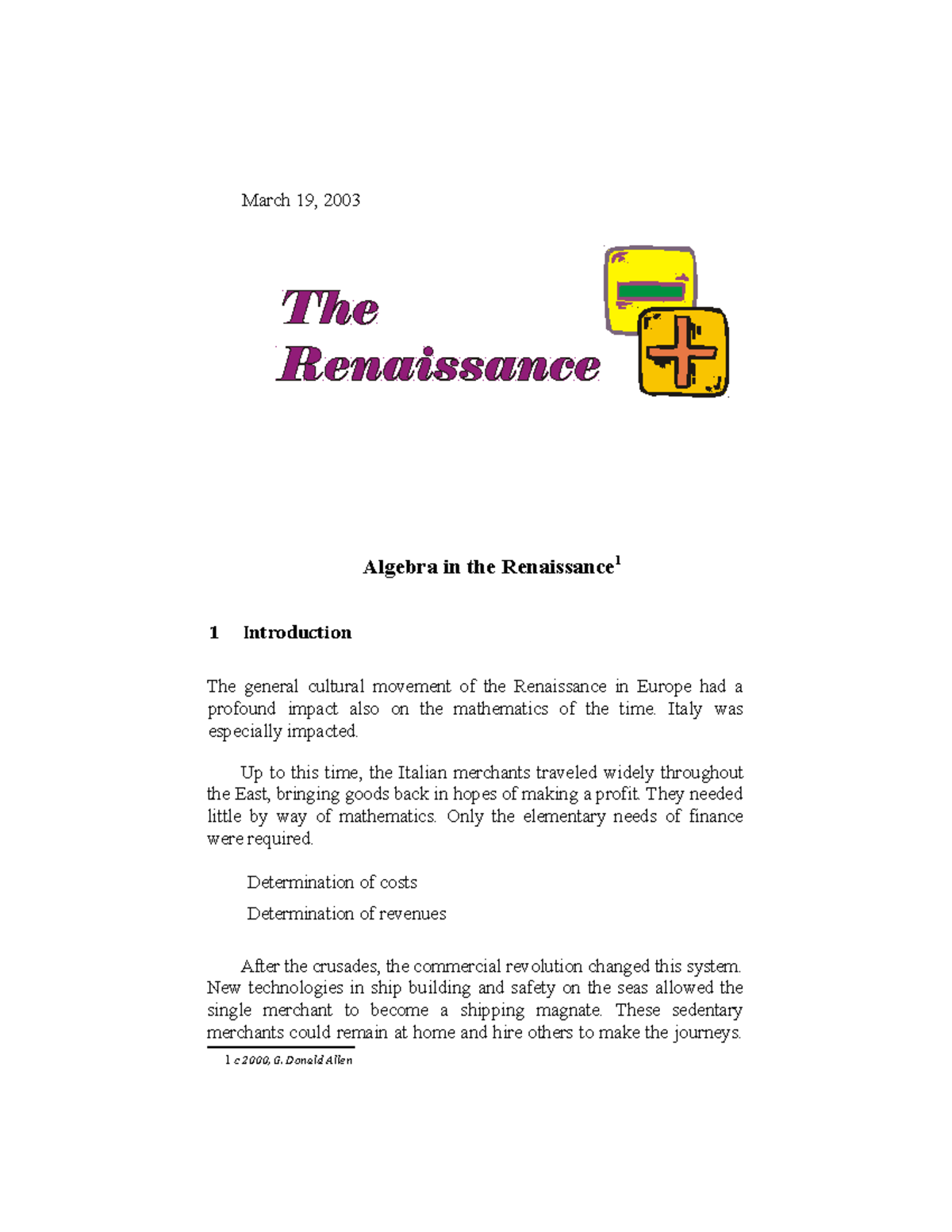 Renaissance Mathematics