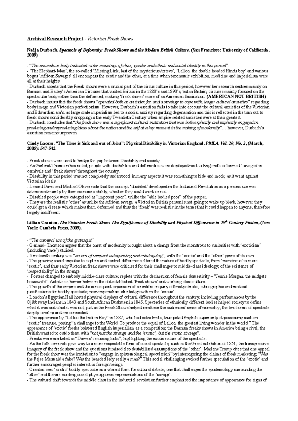 Archival Research Project Notes. - Archival Research Project ...