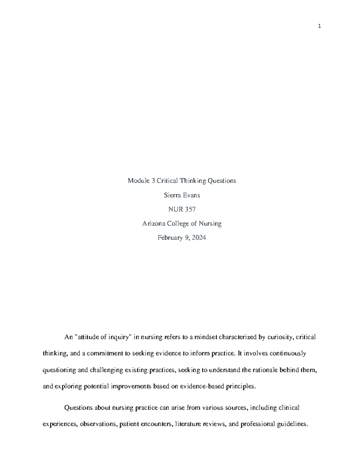 Module 3 Critical Thinking Questions - 1 Module 3 Critical Thinking ...