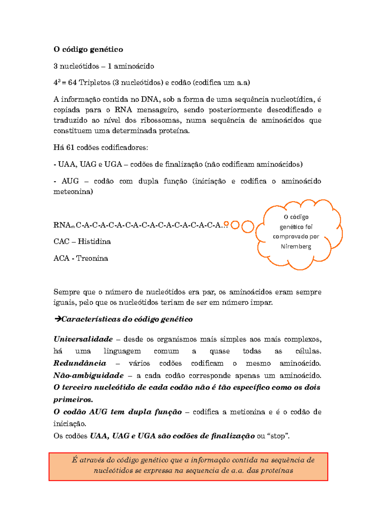O código genético - O código genético - conceitos, definições e ...