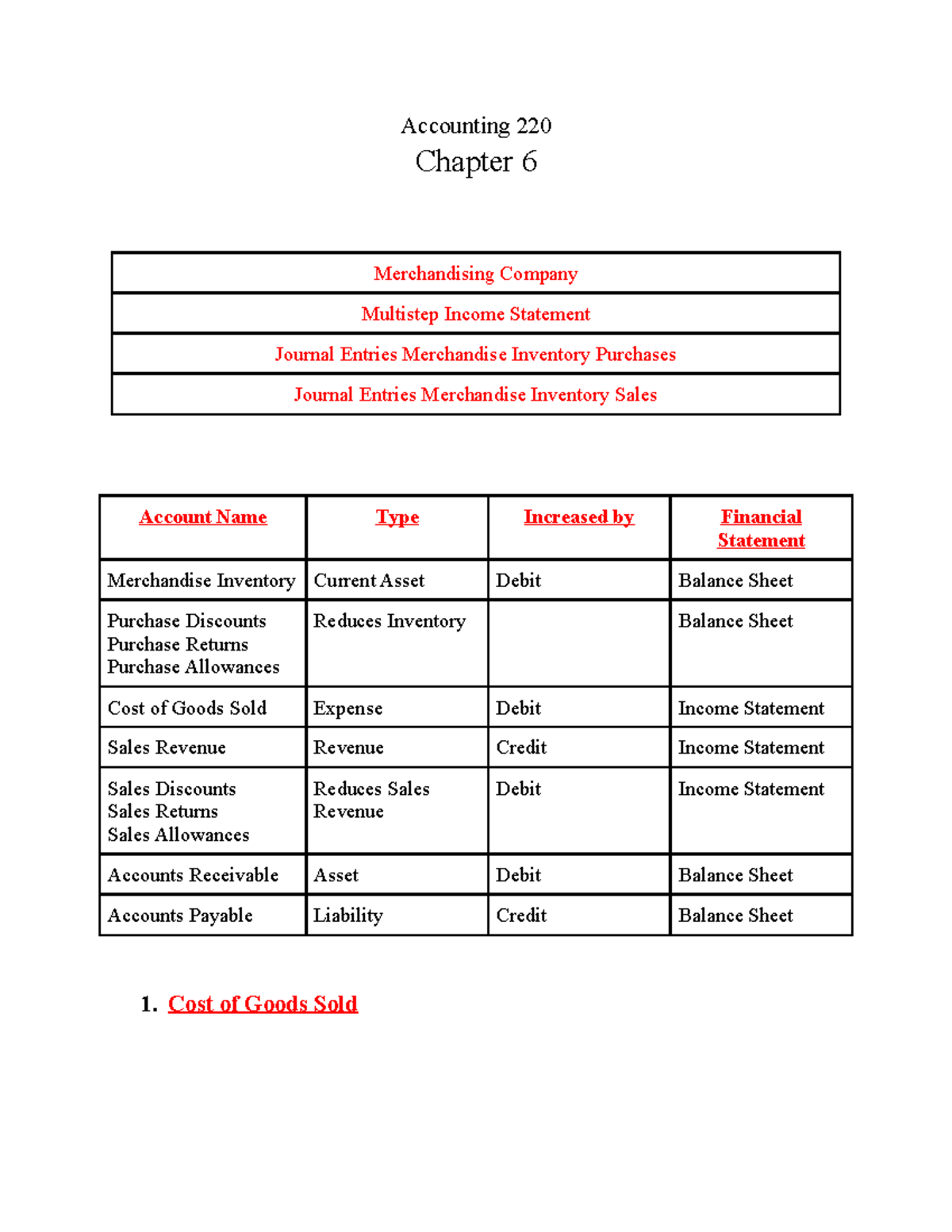Accounting 220 chapter 6 - Accounting 220 Chapter 6 Merchandising ...