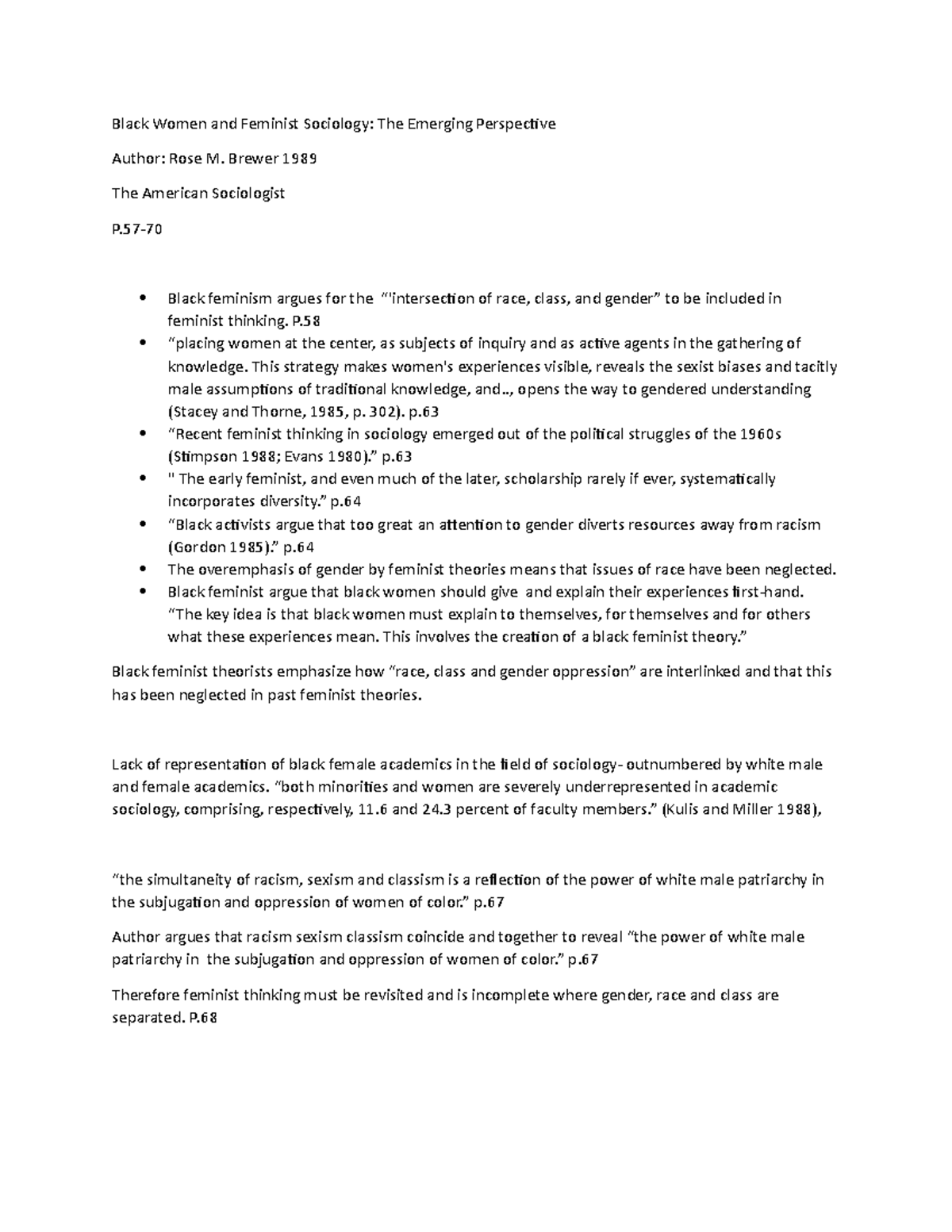 Black feminism and theory - Black Women and Feminist Sociology: The ...