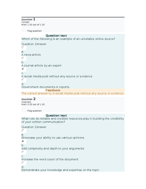 ENGL 1102 Graded Quiz Unit 3 - Question 1 What type of written ...