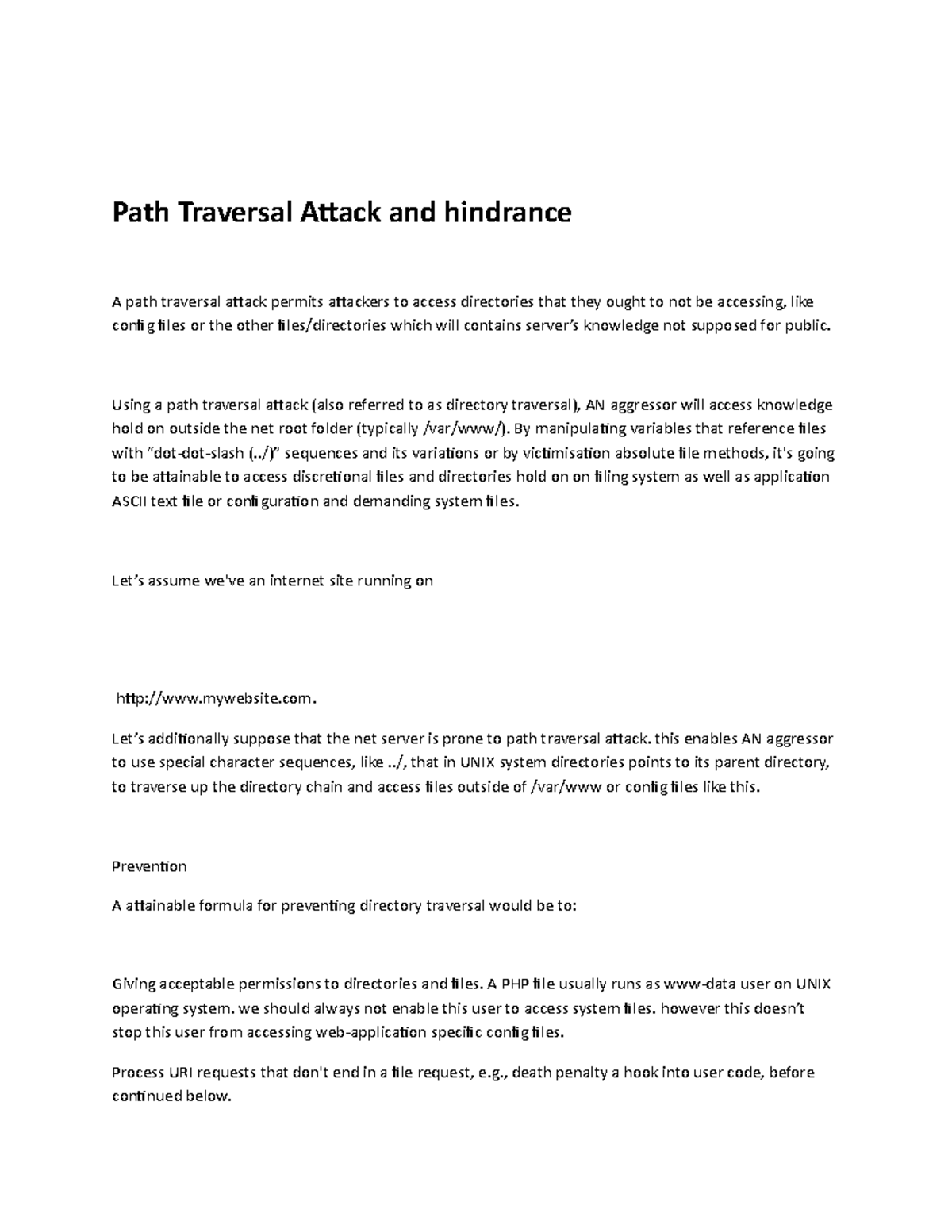 Path Traversal Attack and hindrance - Using a path traversal attack ...