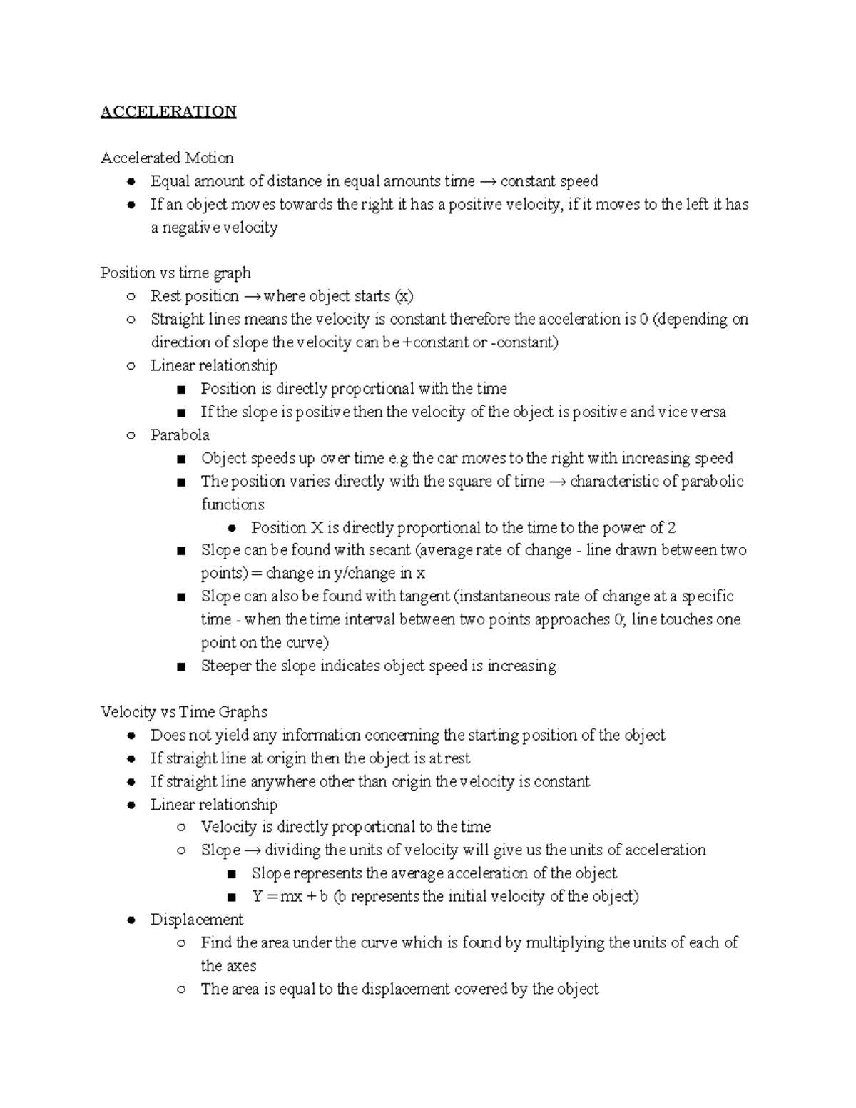 AP 1 Physics - foundations of physics I - ACCELERATION Accelerated ...