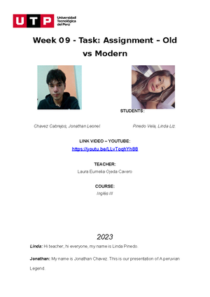 Week 09 - examen - Week 09 TASK: WEEK 09 Inglés III Section 12247 ...
