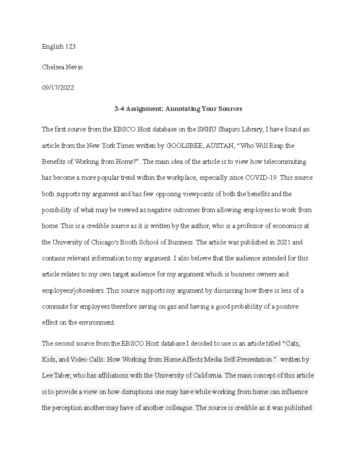 3-4 Assignment Annotating Your Sources - English 123 Chelsea Nevin 09/17/ 3-4 Assignment ...