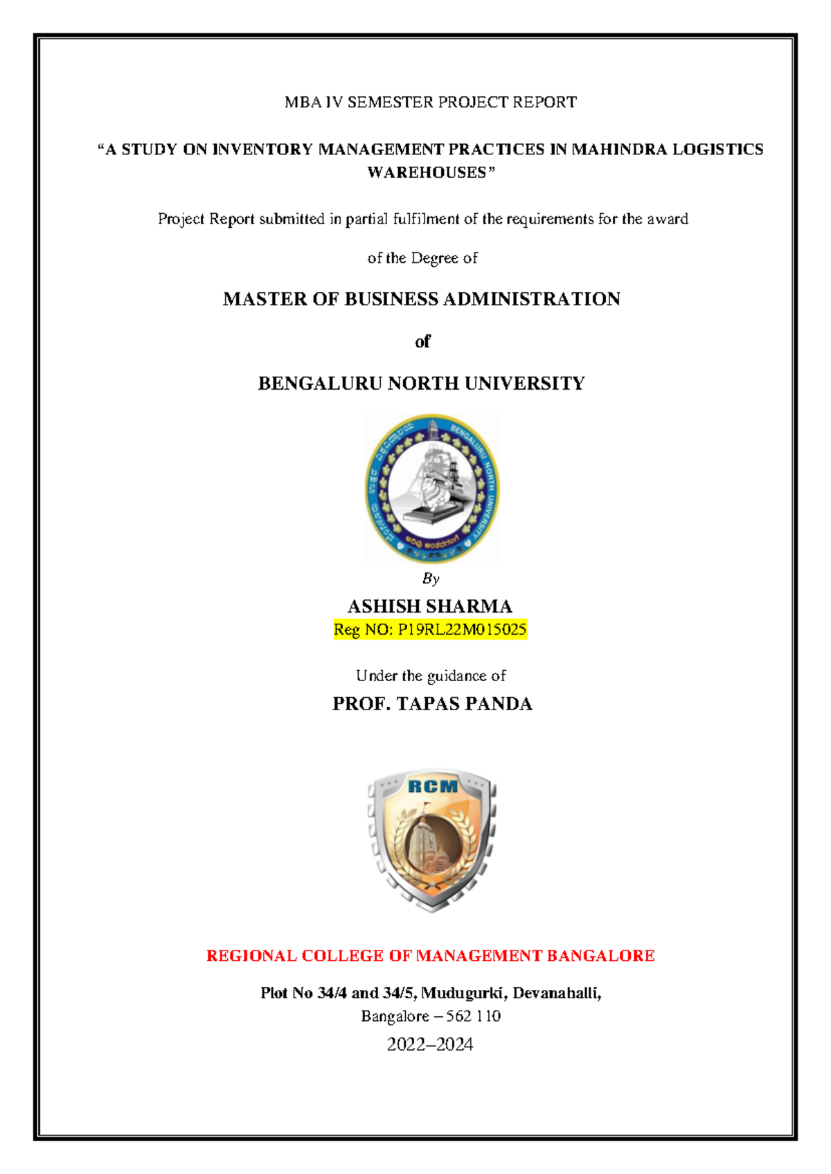 Ashish Sharma 4th SEM Project P19RL22M015025 - MBA IV SEMESTER PROJECT REPORT “A STUDY ON ...