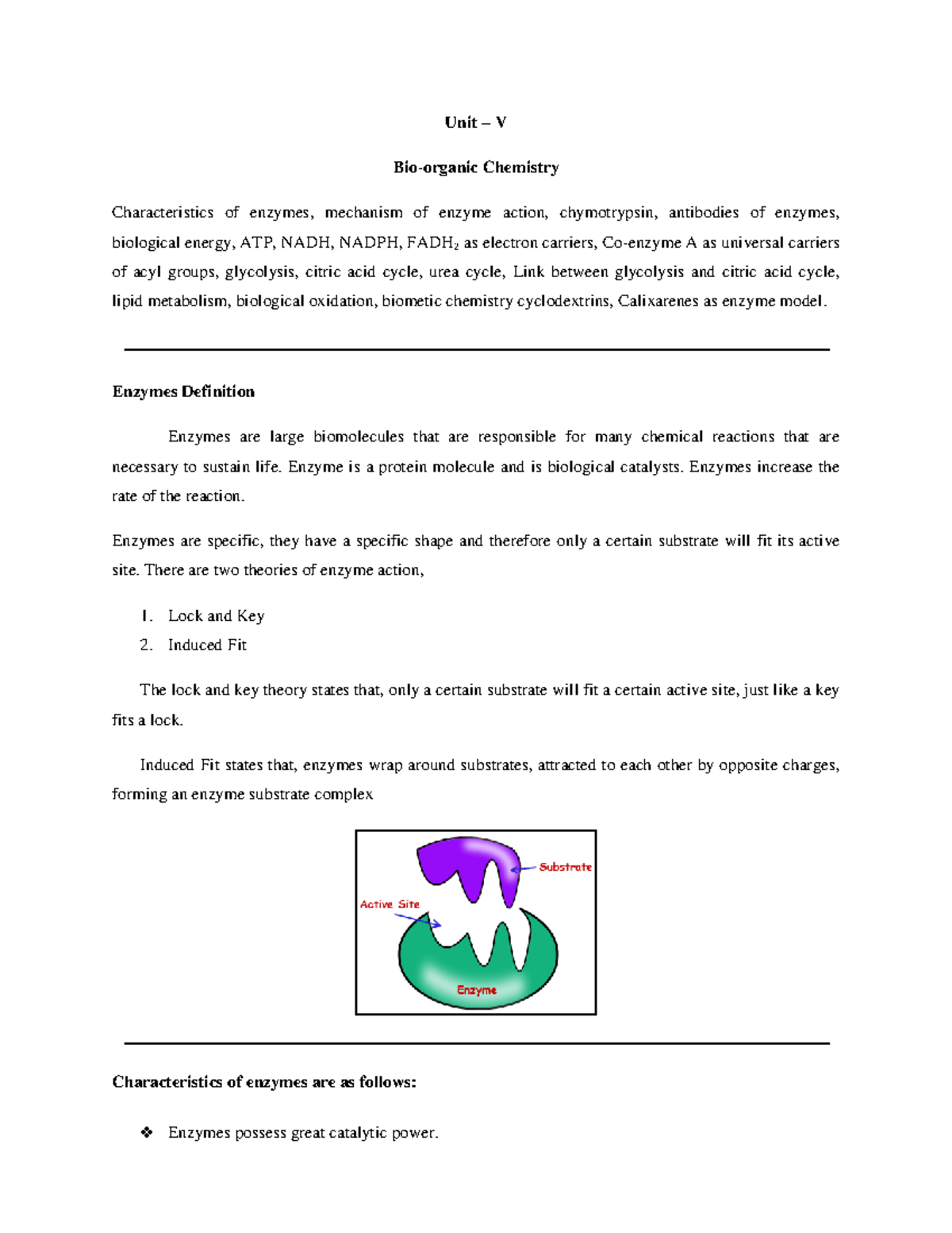 Bio-Organic Chemistry (Unit-V) - Unit – V Bio-organic Chemistry ...