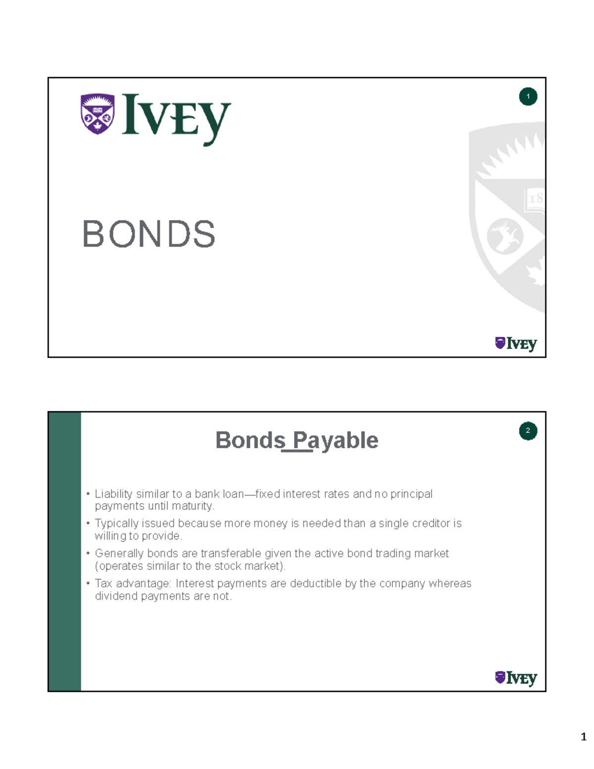 Bonds - Lecture Slides - BONDS 2 Bonds Payable • Liability similar to a bank loan––fixed ...