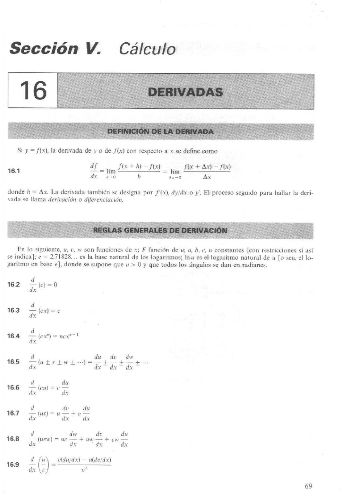 Tabla de Derivadas - Cálculo Diferencial e Integral - Studocu