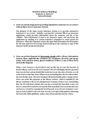 T-2002-01- Tutorial 1 - Introduction - WIA2002 Software Modelling Semester 1, 2016/17 - Studocu