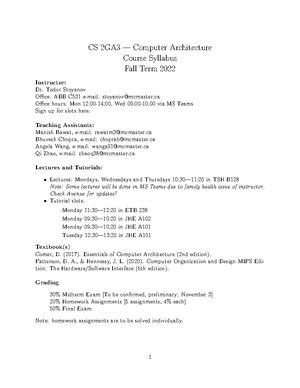 Chapter 3 - Professors slides - Computer Architecture COMP SCI 2GA Dr ...