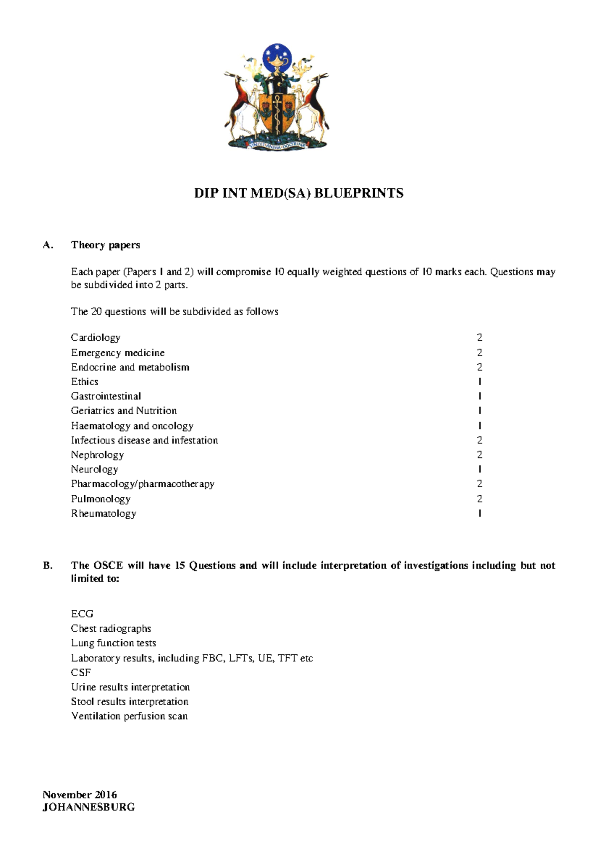 Dip Int med(SA) Blueprints 29 9 2023 - DIP INT MED(SA) BLUEPRINTS A ...