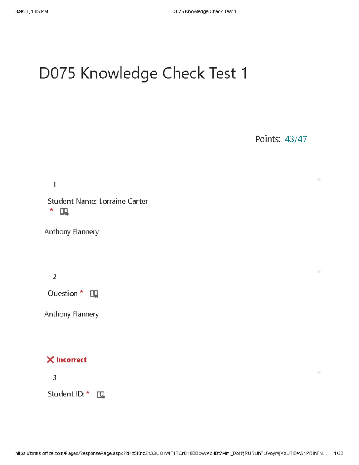 D075 Knowledge Check Test 1 Noted - - Studocu
