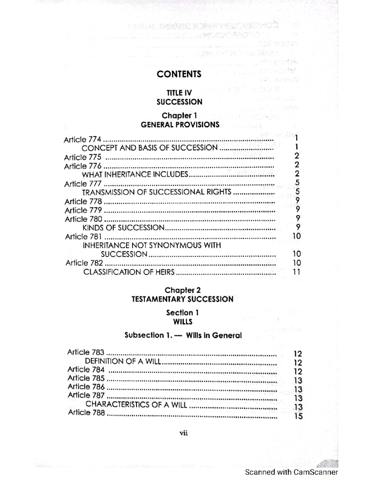 Paguirigan Book - book in succession - CONTENTS TITLE IV SUCCESSION Chapter 1 GENERAL PROVISIONS ...