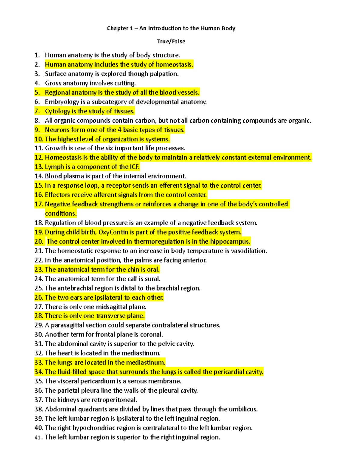 Chapter 1 Introduction To Human Body Answers Chapter 1 An 