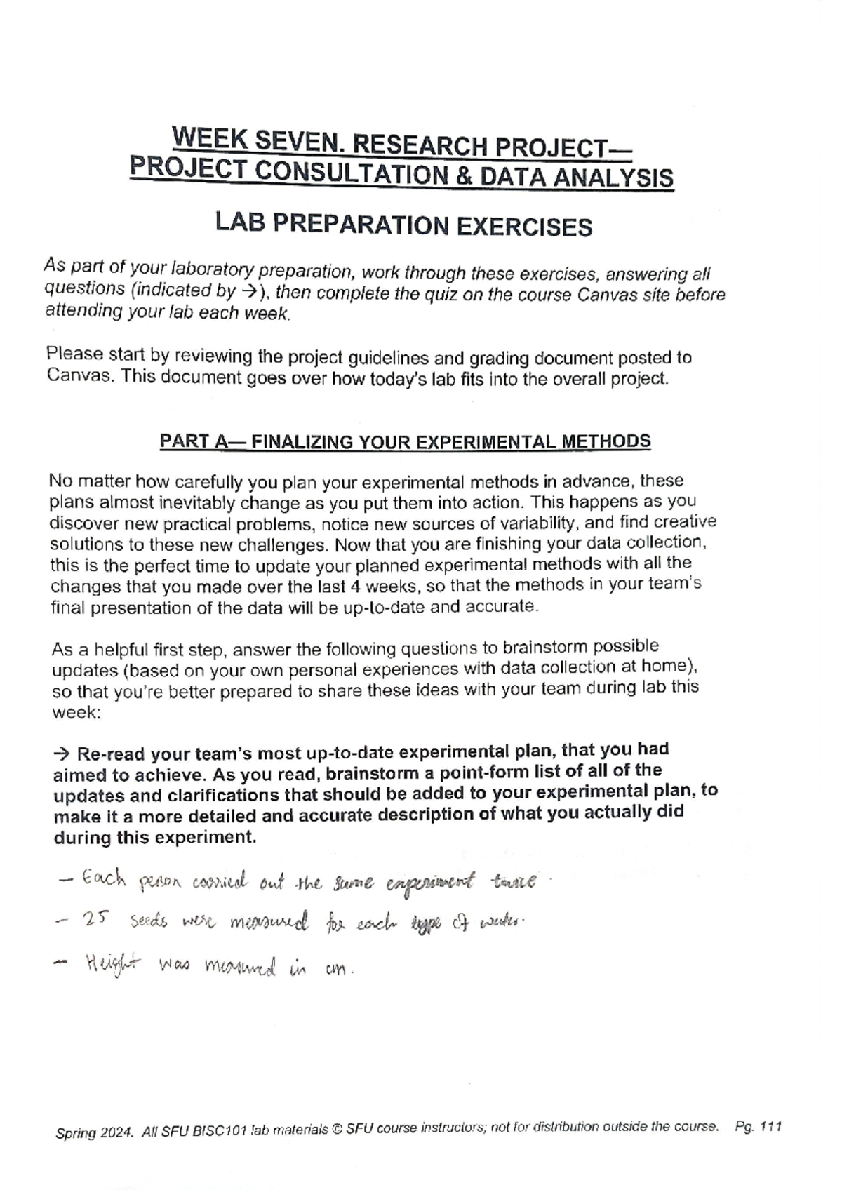 Week 7 prelab - BISC 101 - Studocu