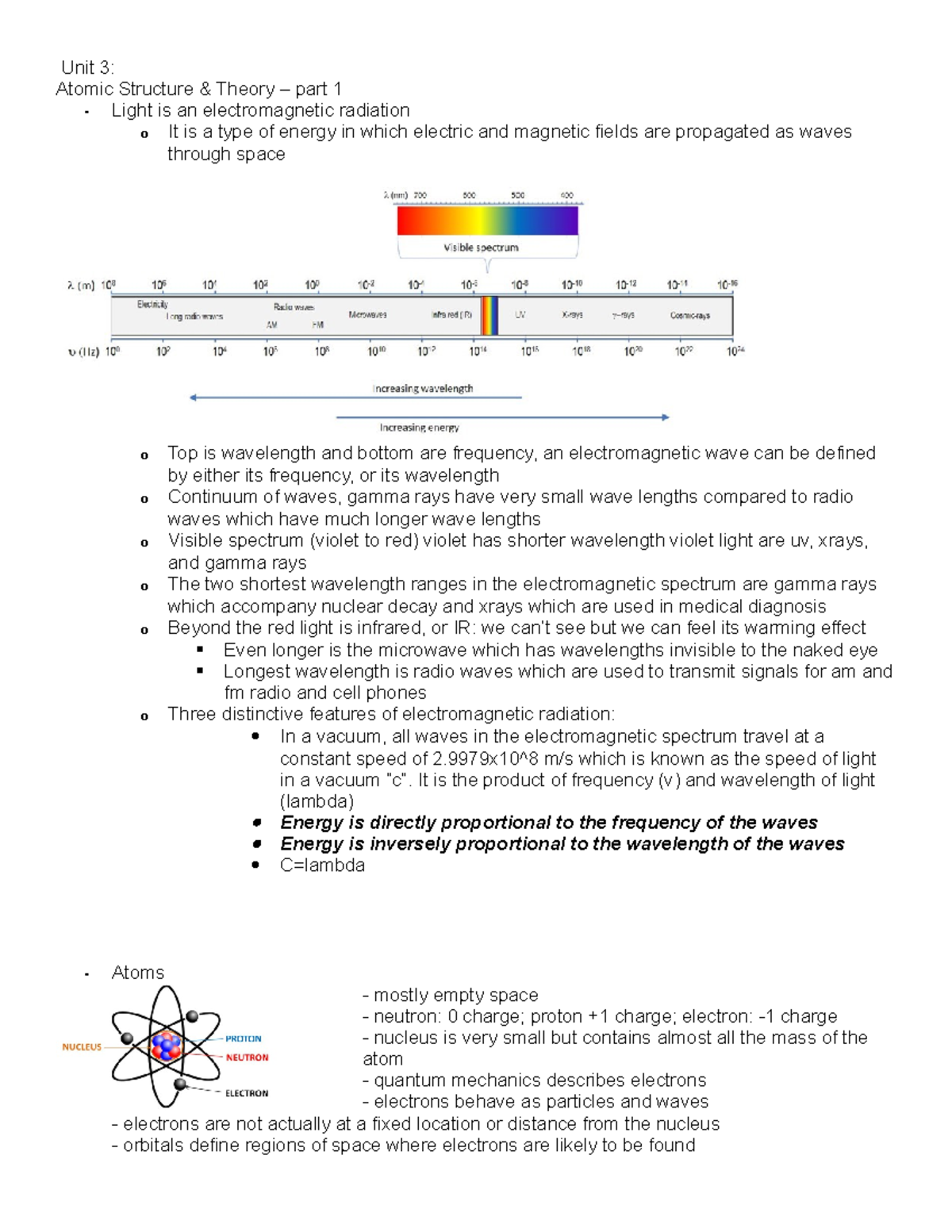 CHEM1A03 lectures - Unit 3: Atomic Structure & Theory – part 1 - Light ...