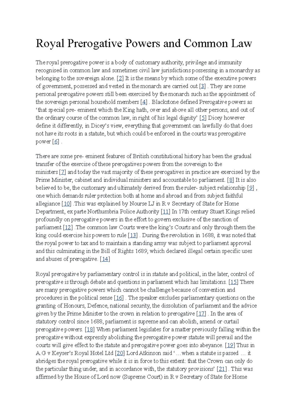 Law teacher public essays - Royal Prerogative Powers and Common Law The ...
