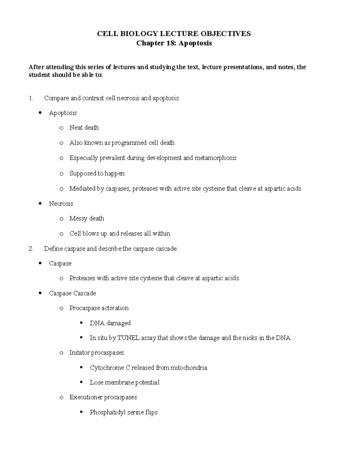 CH 18 Objectives - Main material covered in this chapter - CELL BIOLOGY ...