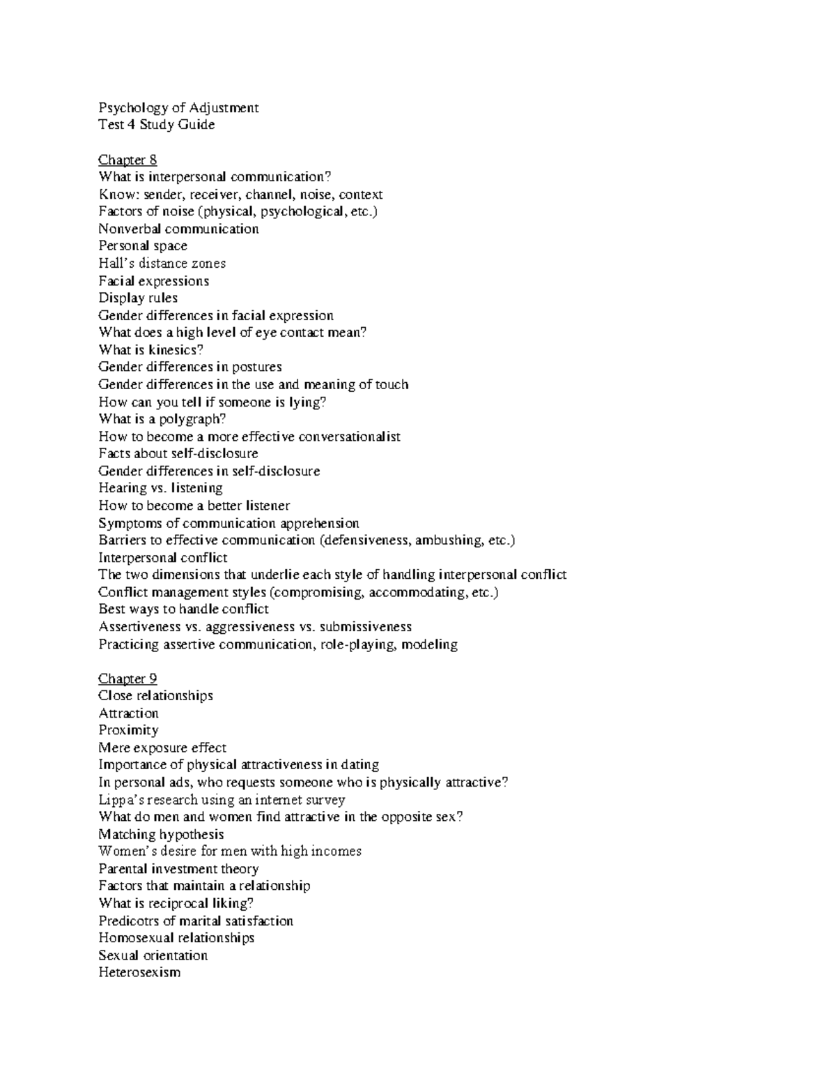 Test 4 Study Guide - Humanities 1131: The Art of Being Human ...