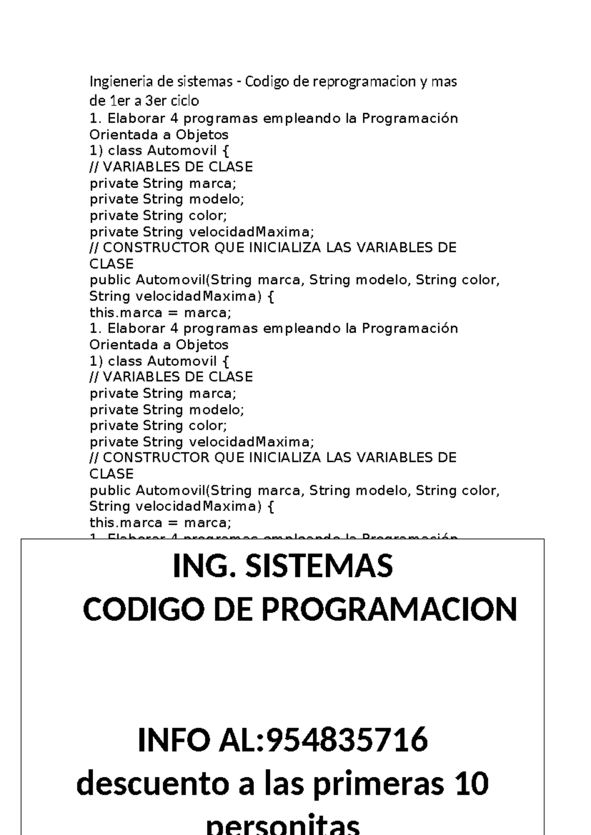 Codigo DE Programacion - Ingieneria de sistemas - Codigo de ...