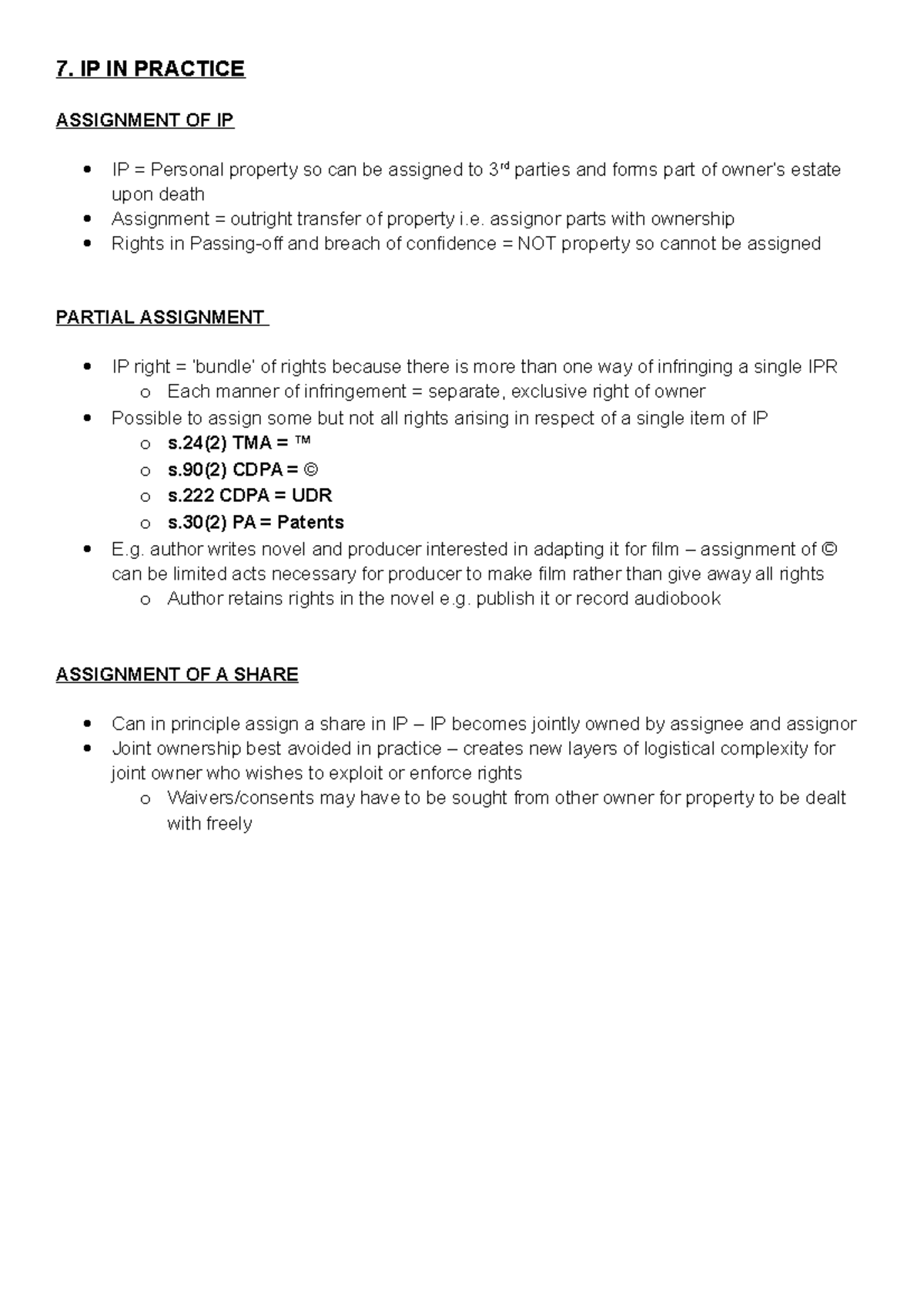 7 IP in Practice - 7. IP IN PRACTICE ASSIGNMENT OF IP IP = Personal ...
