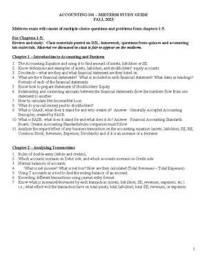Acct 201 Chapter 1 handout - Acct 201: Chapter 1 I. Cost ...