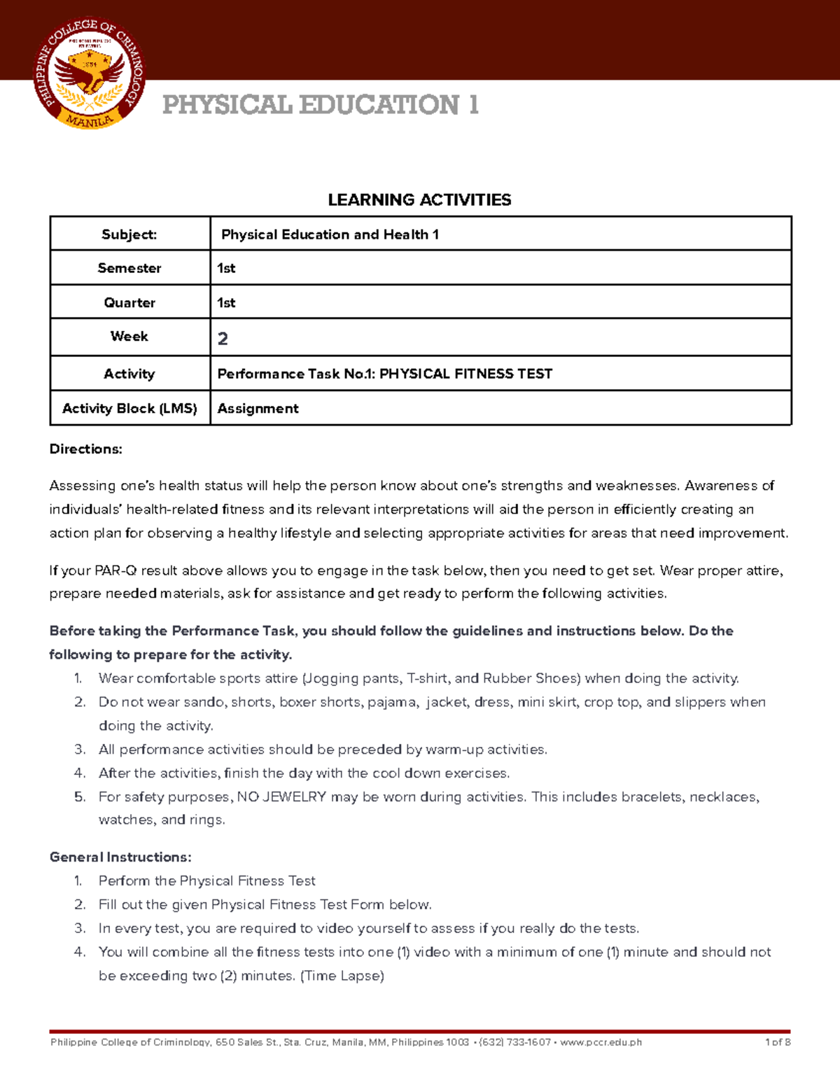 Performance Task No.1 - the assignment is all about criminology ...