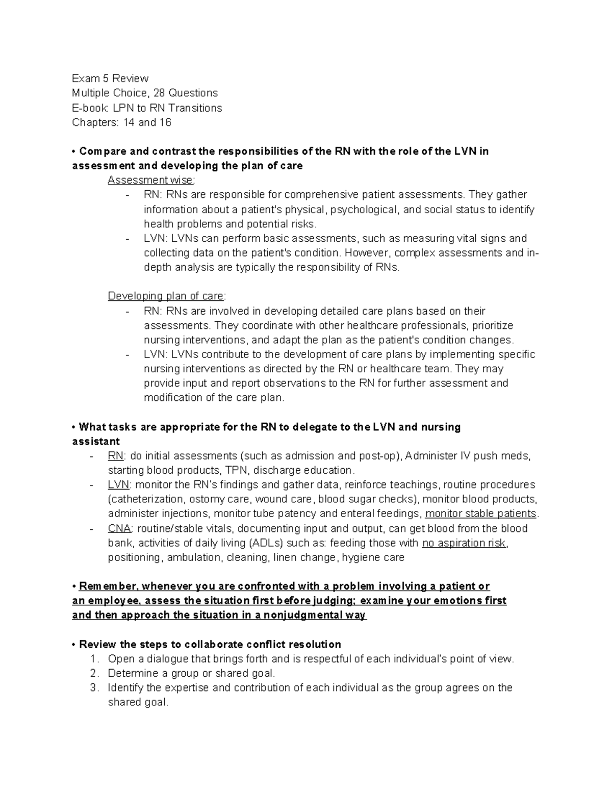 Exam 5 chapter 14 and 16 study guide - Exam 5 Review Multiple Choice ...
