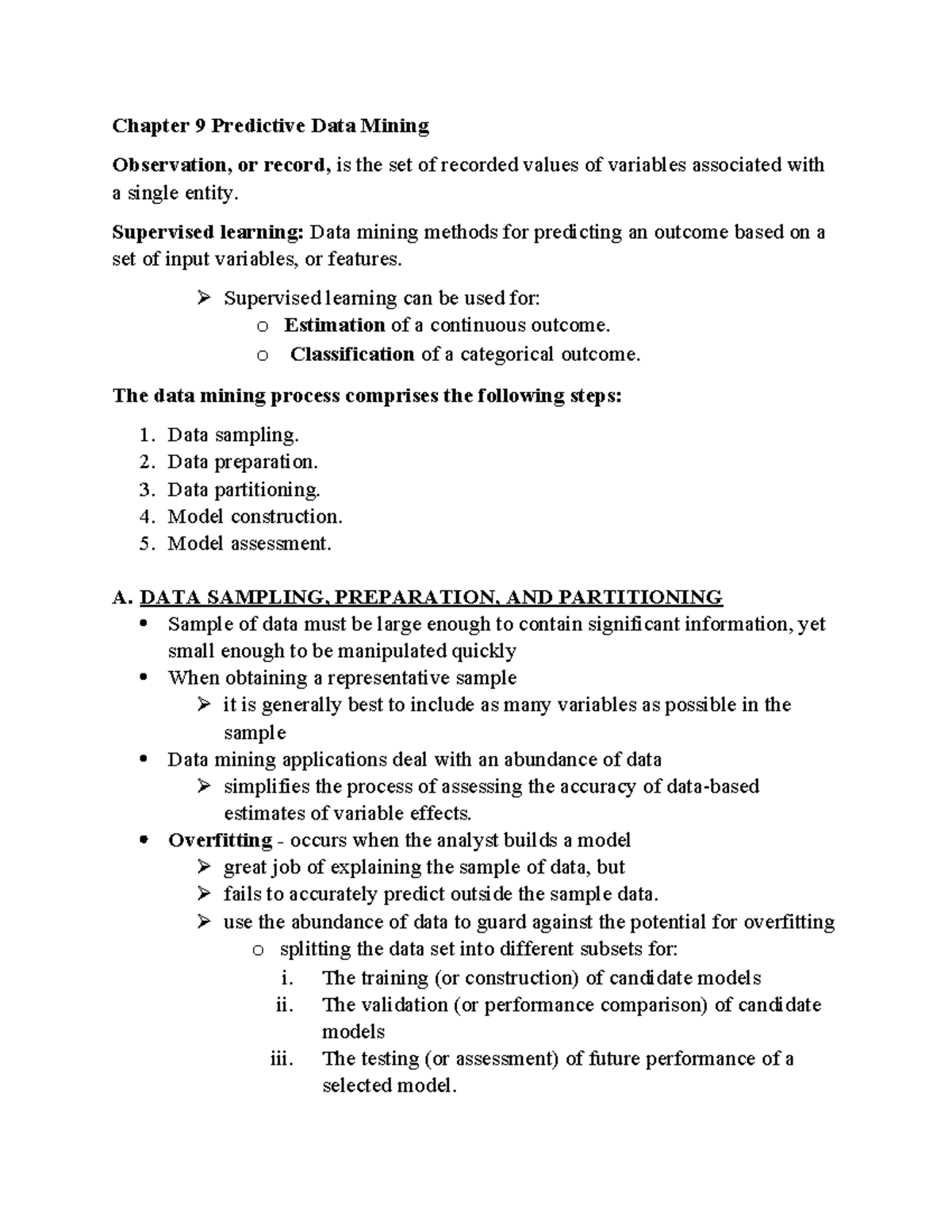 Chapter 9 Predictive - Chapter 9 Predictive Data Mining Observation, or record, is the set of ...