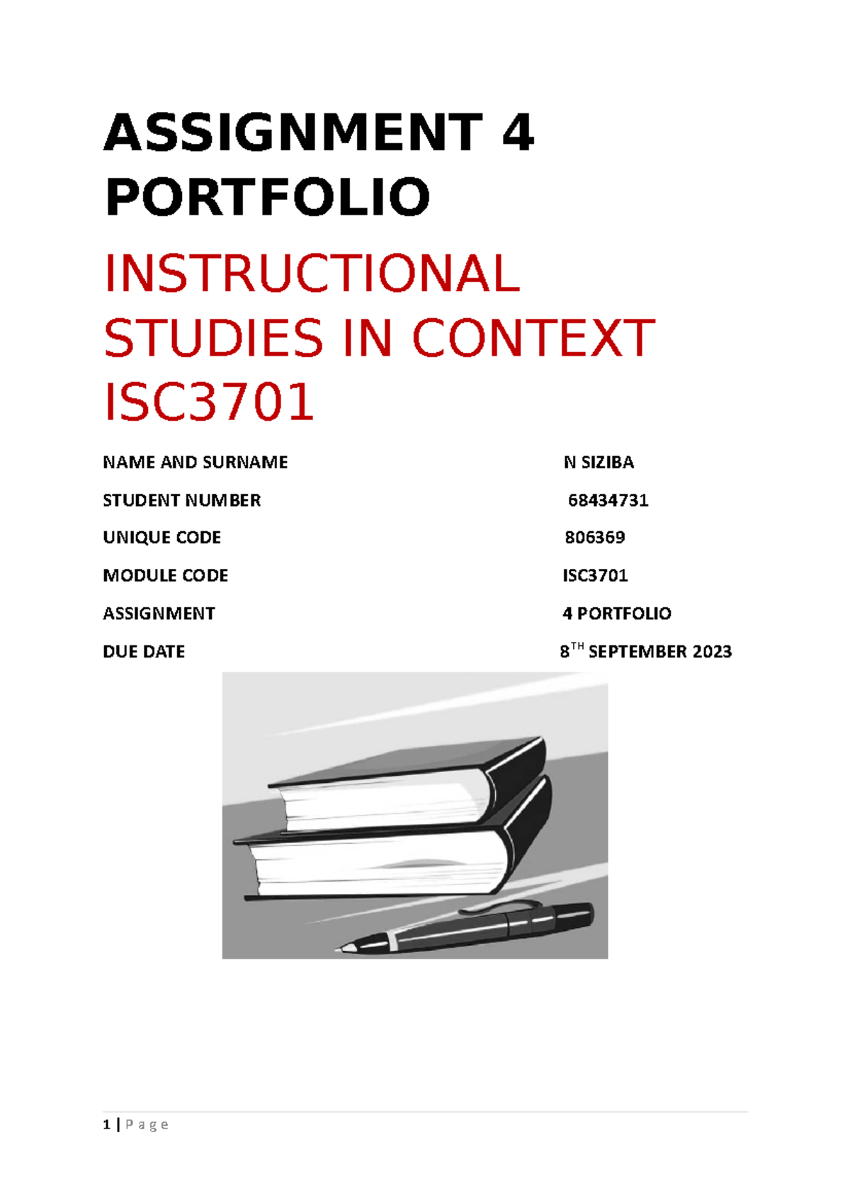 Assignment 4 Portfolio - ASSIGNMENT 4 PORTFOLIO INSTRUCTIONAL STUDIES IN CONTEXT ISC NAME AND ...