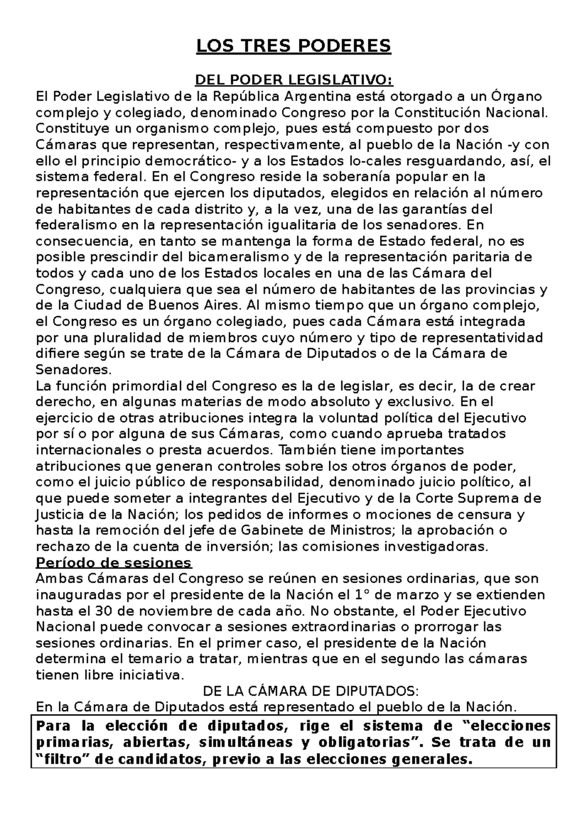 LOS TRES Poderes 1 - apuntes de clase compartidos por el profesor - LOS ...